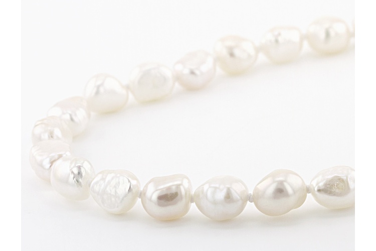 8 9mm White Cultured Freshwater Pearl Rhodium Over Sterling Silver 24