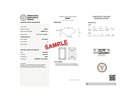 3.00ct Emerald Cut White Lab-Grown Diamond E Color VS-1 Clarity IGI ...