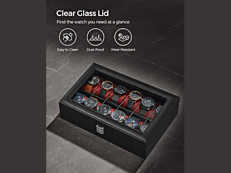 12-Slot Watch Box with Large Glass Lid - 1SS9YA | JTV