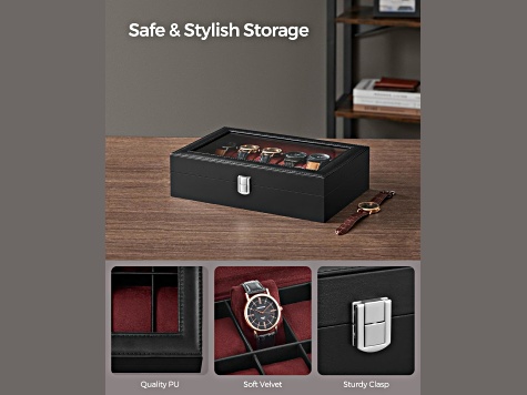 12-Slot Watch Box with Large Glass Lid - 1SS9YA | JTV