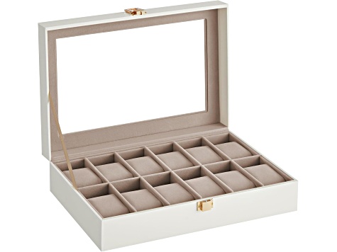 12-Slot Watch Box with Large Glass Lid - 1SS9YB | JTV