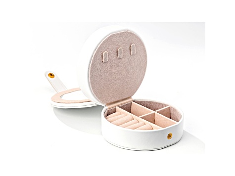 White Round Double Layer Jewelry Box with Mirror - ACC120A | JTV