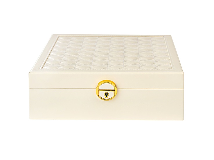 Lockable White Jewelry Box with Mirror and Inner Removable Storage Box ...