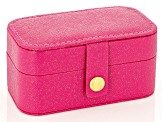 Berry Pink Compact Sparkle Jewelry Box with Fabric Interior and ...
