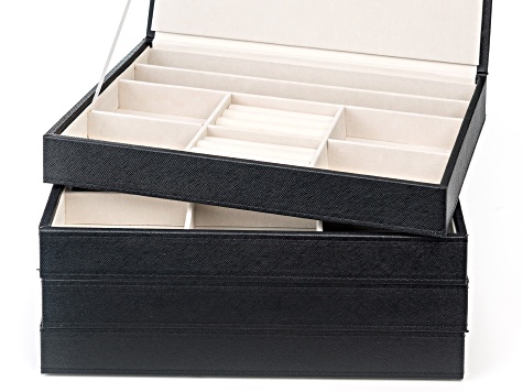 Jtv Black Stackable 4 Layer Display Tray Jewelry Box