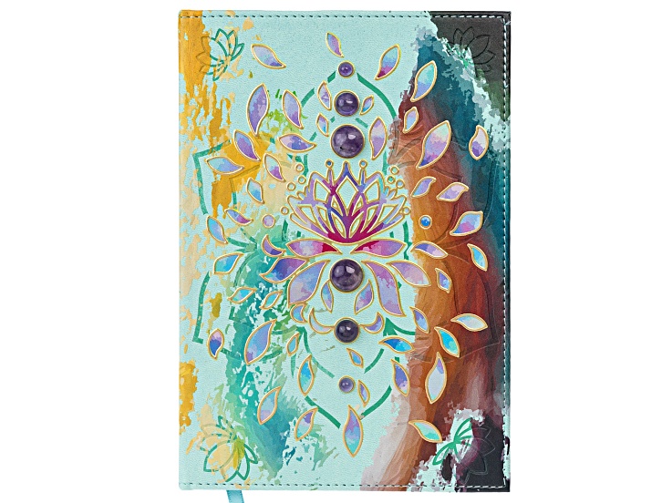 Amethyst Accented Lotus Design Journal with Sprayed Edges - HDC125 | JTV