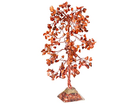 Carnelian Tree of Life Figurine with Resin and Carnelian Chip Pyramid ...