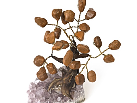 Yellow Jasper Gemstone Tree with Quartz Base - JMO406B | JTV