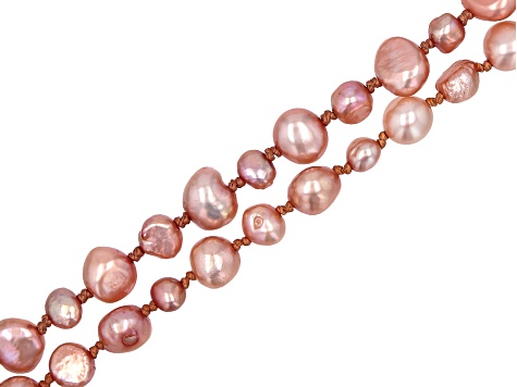 Pre-Owned Pink Cultured Freshwater Pearl Endless Strand Set of 2 ...