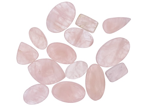 Pre-Owned Rose Quartz Grooved Cabochon Assorted Size and Shape 1/4lb ...