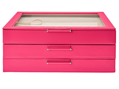 WOLF Large Jewelry Box with Window and LusterLoc in Fuchsia - WJB129AA ...