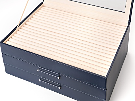 WOLF Large Jewelry Box with Window and LusterLoc in Navy - WJB129Z | JTV