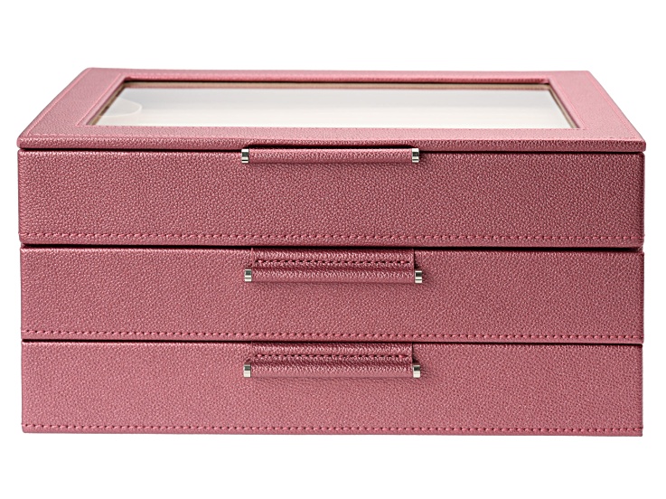 WOLF Medium 3-Tier Jewelry Box with Window and LusterLoc (TM) in Berry ...