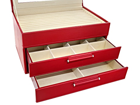 WOLF Medium Jewelry Box with Window and LusterLoc (TM) in Red - WJB130B ...
