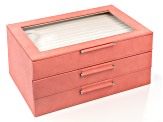 WOLF Medium 3-Tier Jewelry Box with Window and LusterLoc (TM) in Coral ...