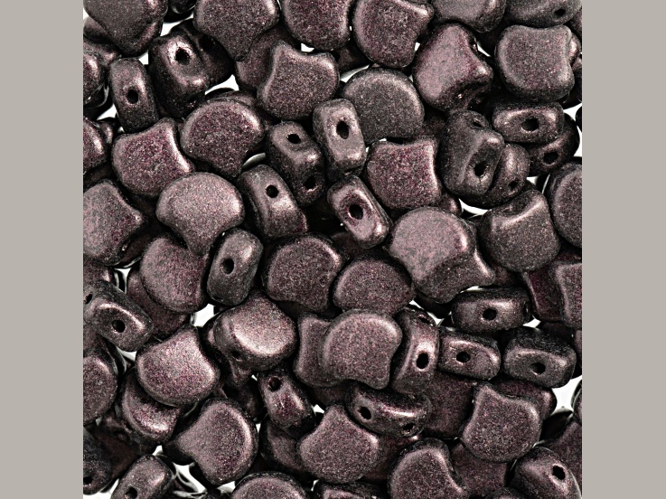 John Bead 7.5mm Metallic Suede Dark Plum Color Czech Glass Ginkgo Leaf ...