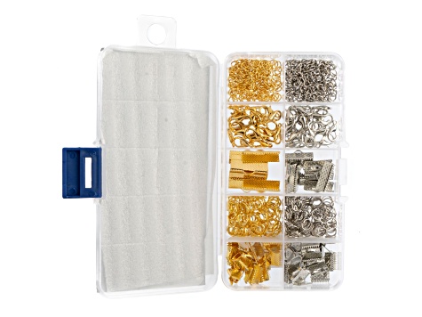 10 Slots Silver & Gold Jewelry Findings Kit Assortment Box, 320 pcs ...