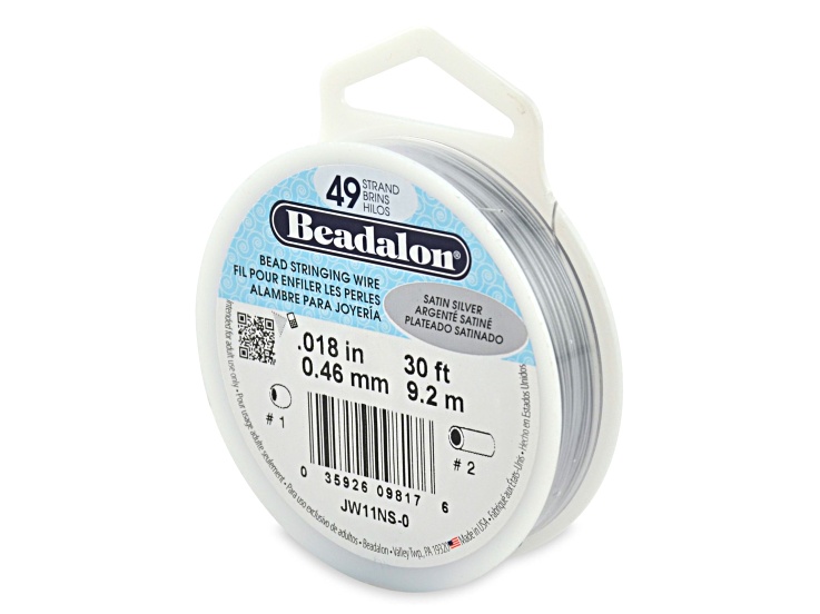 49 Strand Stainless Steel Bead Stringing Wire, .018 in, Satin Silver ...
