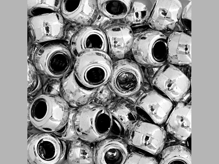 9mm Metalized Opaque Silver Color Plastic Pony Beads, 1000pcs - 12ZN2B ...