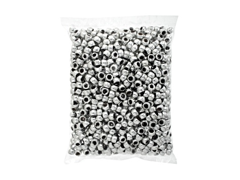 9mm Metalized Opaque Silver Color Plastic Pony Beads, 1000pcs - 12ZN2B ...