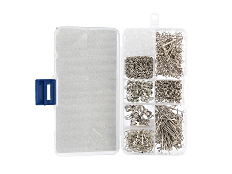 8 Slots Silver Jewelry Findings Kit Assortment Box, 671 pcs - 1385MA | JTV