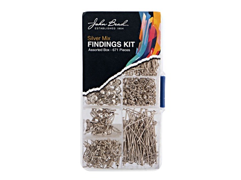 8 Slots Silver Jewelry Findings Kit Assortment Box, 671 pcs - 1385MA | JTV