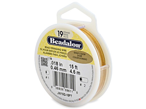 19 Strand Bead Stringing Wire, .018 in, Gold Color, 15 ft - 17A5AA | JTV