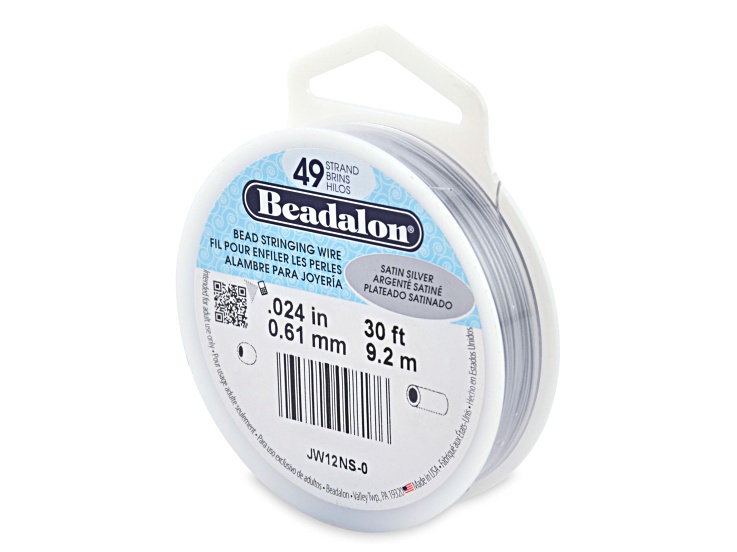 49 Strand Stainless Steel Bead Stringing Wire, .024 in, Satin Silver ...