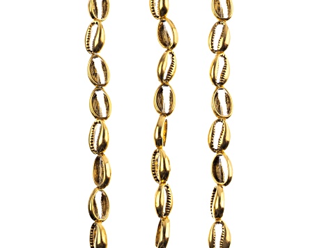 Zinc Alloy Antique Gold Tone Cowrie Bead Strand 8" - 1CC5XA | JTV