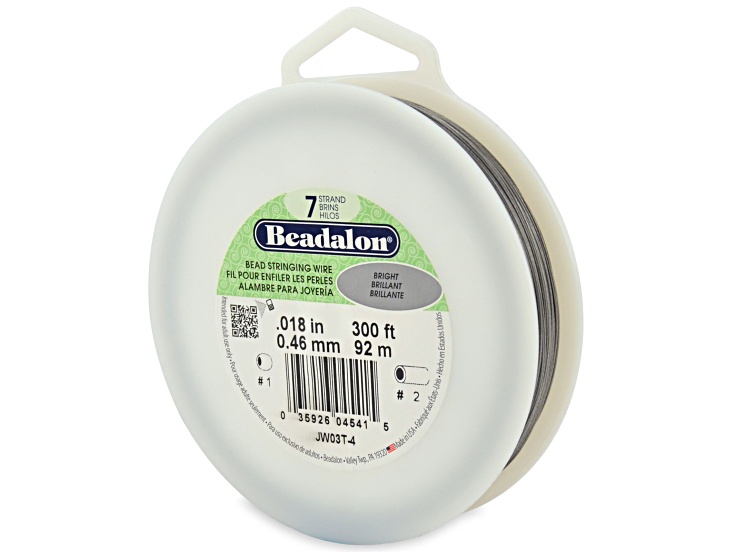 7 Strand Stainless Steel Bead Stringing Wire, .018 in, Bright, 300ft ...