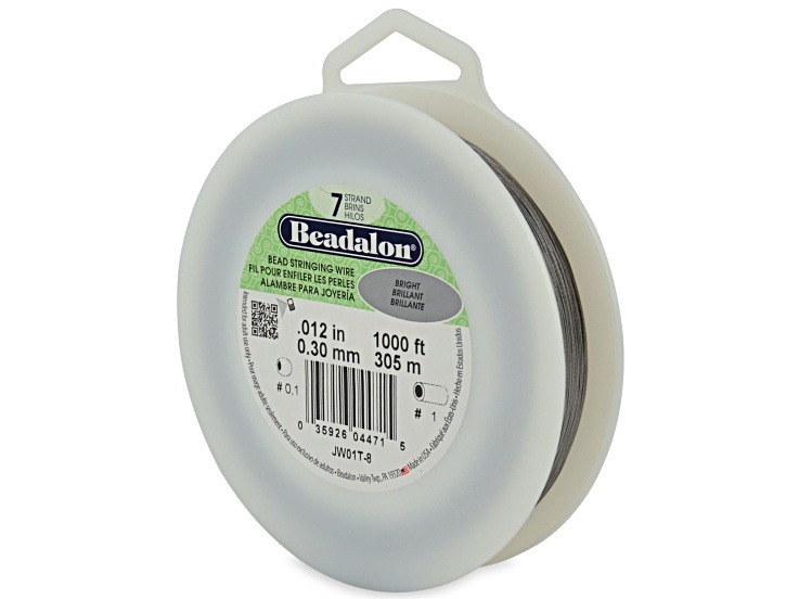 7 Strand Stainless Steel Bead Stringing Wire, .012 in, Bright, 1000ft ...