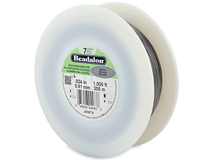 7 Strand Stainless Steel Bead Stringing Wire, .024 in, Bright, 1000ft ...