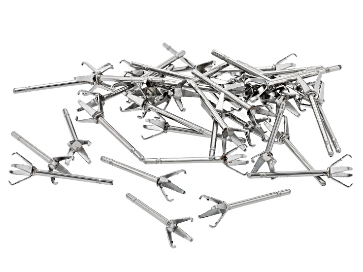 Stainless Steel appx 3.5-4mm Snap-In 4 Prong Earring Settings Set of 40 ...