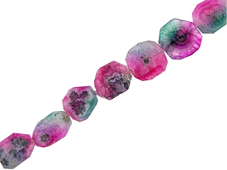 Watermelon Quench-Crackled Solar Quartz Graduated Faceted Tumble Bead ...