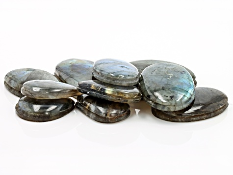 1/4lb Labradorite Grooved Cabochon Parcel appx 25-45mm - JLW12796 | JTV