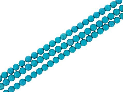 Blue Turquoise Color Stone appx 3.5-5.5mm Round Bead Strand Set of 10 ...