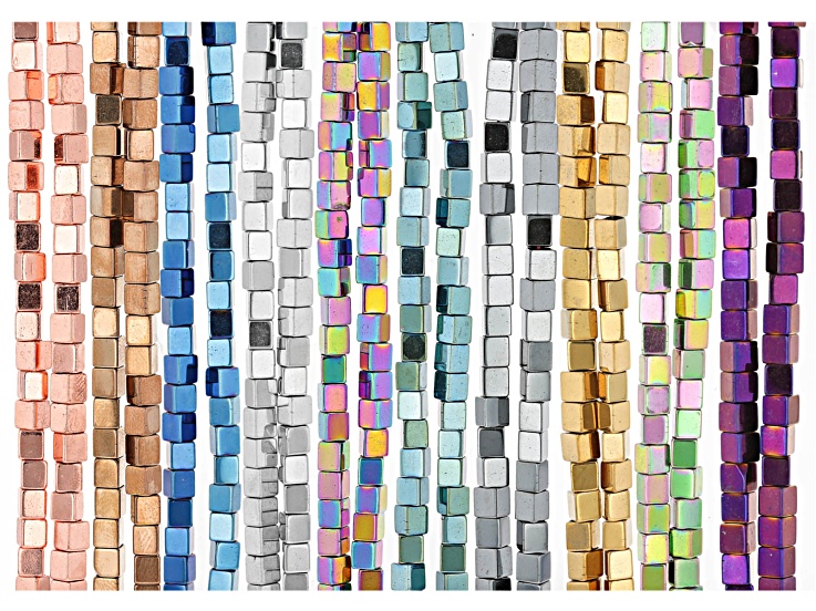 Multi-color Hematine Cube Bead Strand Set of 20 - JLW13177 | JTV