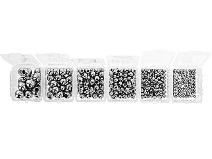 Stainless Steel Beads in 6 Sizes Total of appx 416 Pieces - JLW13220 | JTV