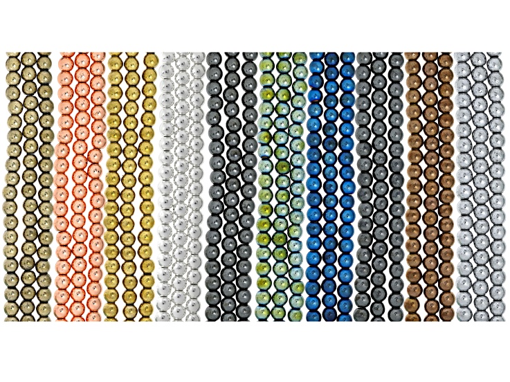 Hematine Multi-Color 6mm Round Bead Set of 30 Strands - JLW13463 | JTV