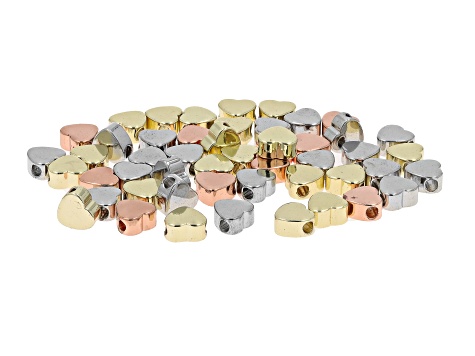 Tri-Color Heart Spacer Beads in Assorted Sizes - JLW13518 | JTV