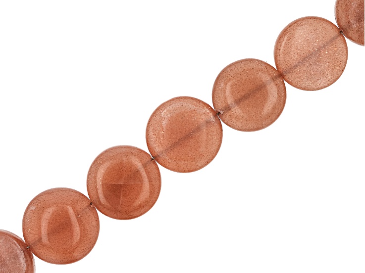 Peach Moonstone 13-15mm Coin Shape Bead Strand Approximately 16" in ...