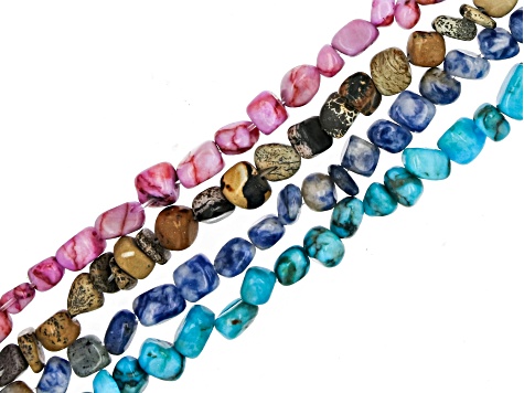 Multi-Stone 5-6.5mm Pebble Bead Strands Approximately 15-15.5" in ...