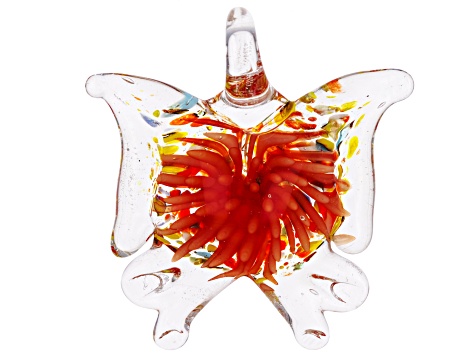 Multicolor 40x40mm Glass Butterfly Pendant Set of 5 - JLW13805 | JTV