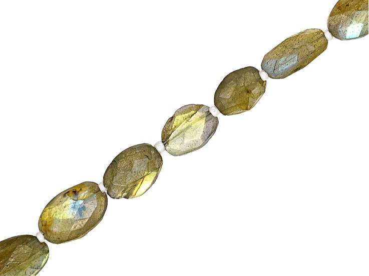 Labradorite 9x12-12x16mm Faceted Oval Bead Strand Approximately 16" in ...