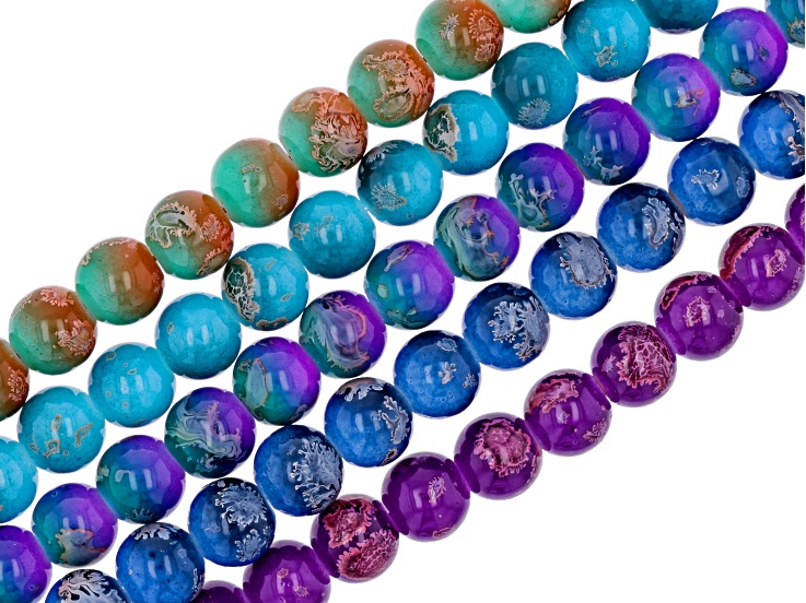 Multicolor Ceramic 8mm Round Bead Strand Approximately 31" in Length ...