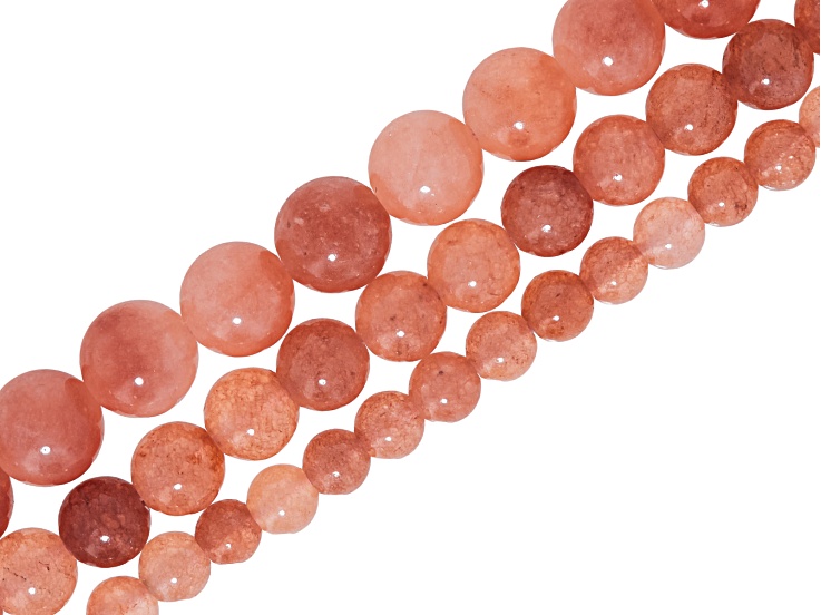 Peach Quartz 6mm, 8mm, & 10mm Round Bead Strand Set of 3 - JLW14052 | JTV