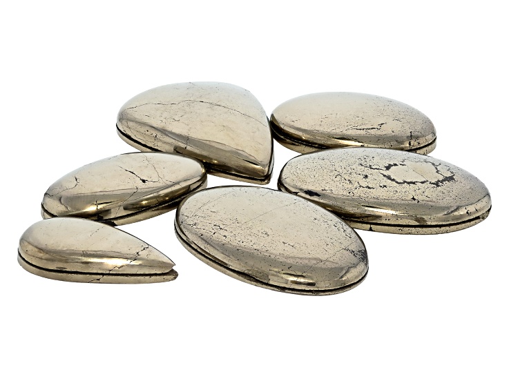 Pyrite Grooved Cabochon Assorted Size and Shape 1/4lb Mix - JLW14085F | JTV