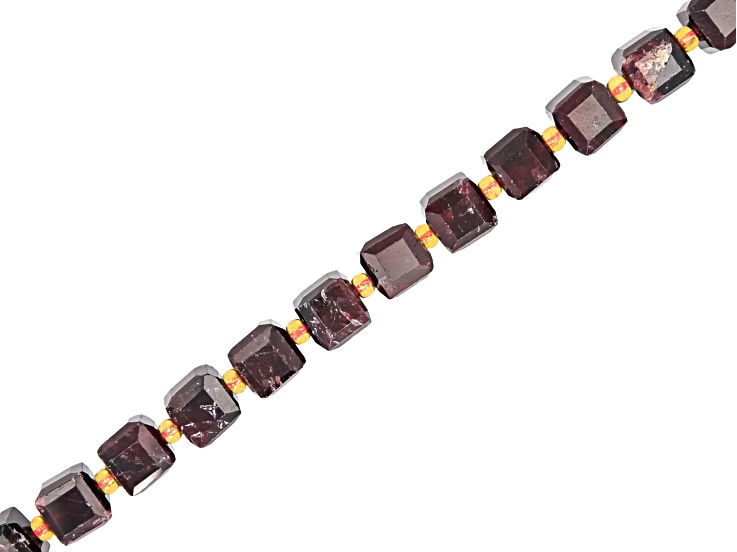 Red Garnet 7mm Table Cut Cube Bead Strand Approximately 15-16" in ...