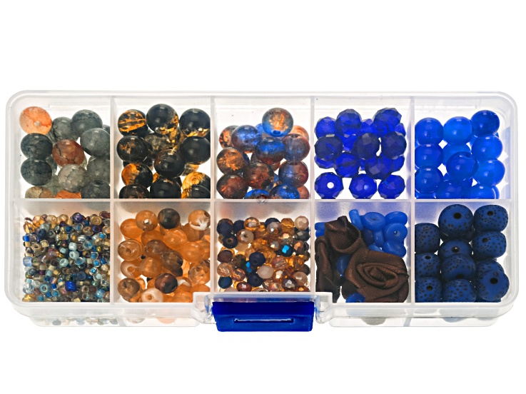 Royal Blue & Gold Glass & Resin Beads in Assorted Shapes and Sizes Set ...