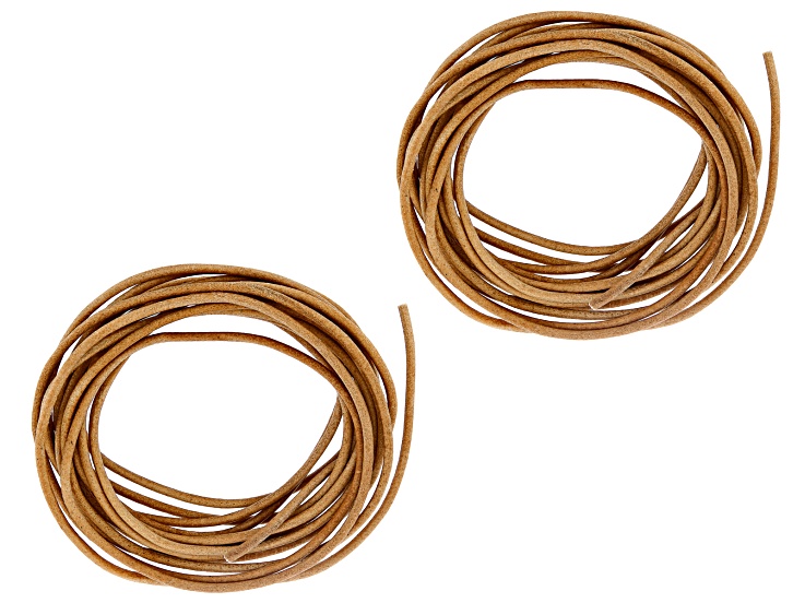 Set of 2 Leather Cord 1.5mm 2 Meter Pack in Natural - JLWKIT5336 | JTV